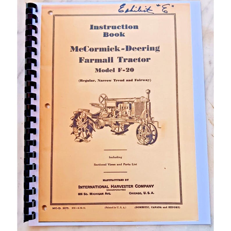 1932 Mccormick-deering Farmall Model F-20 Instruction Book 86 Pages - Etsy