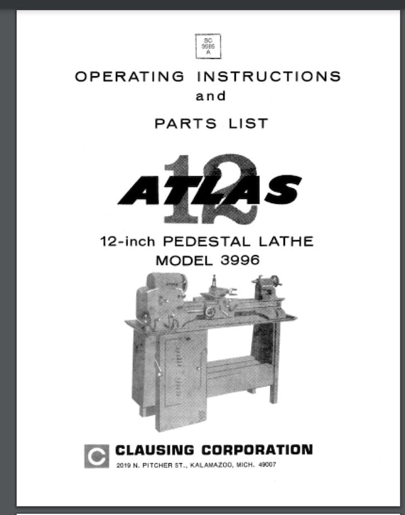 Atlas Craftsman Clausing Lathe 12 Inch 3996 Instruction and - Etsy
