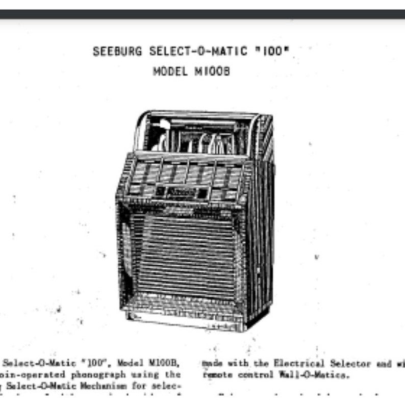 Seeburg Select-o-matic Jukebox M100b Manual 112 Pages Pages Comb Bound ...