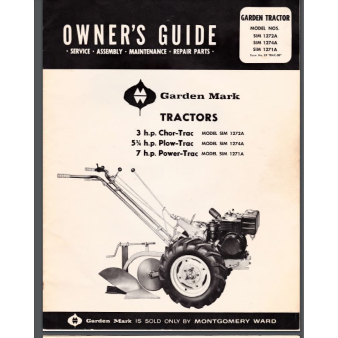 MONTGOMERY WARD "chor-trac" Garden Tractor Manual Garden Mark Sim 1272 ...
