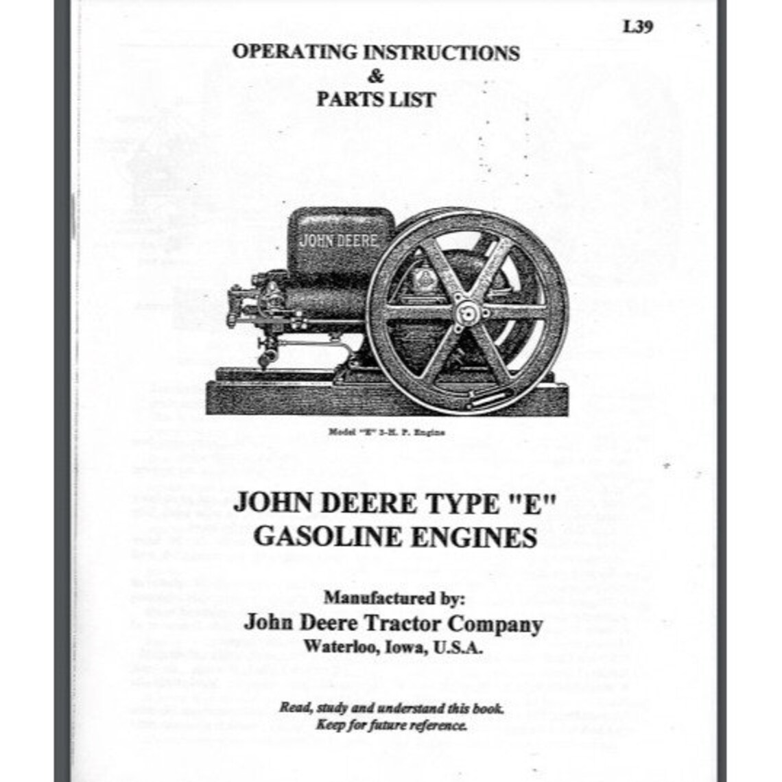 John Deere E Hit & Miss Engine Parts List Instructions Book Manual Comb ...