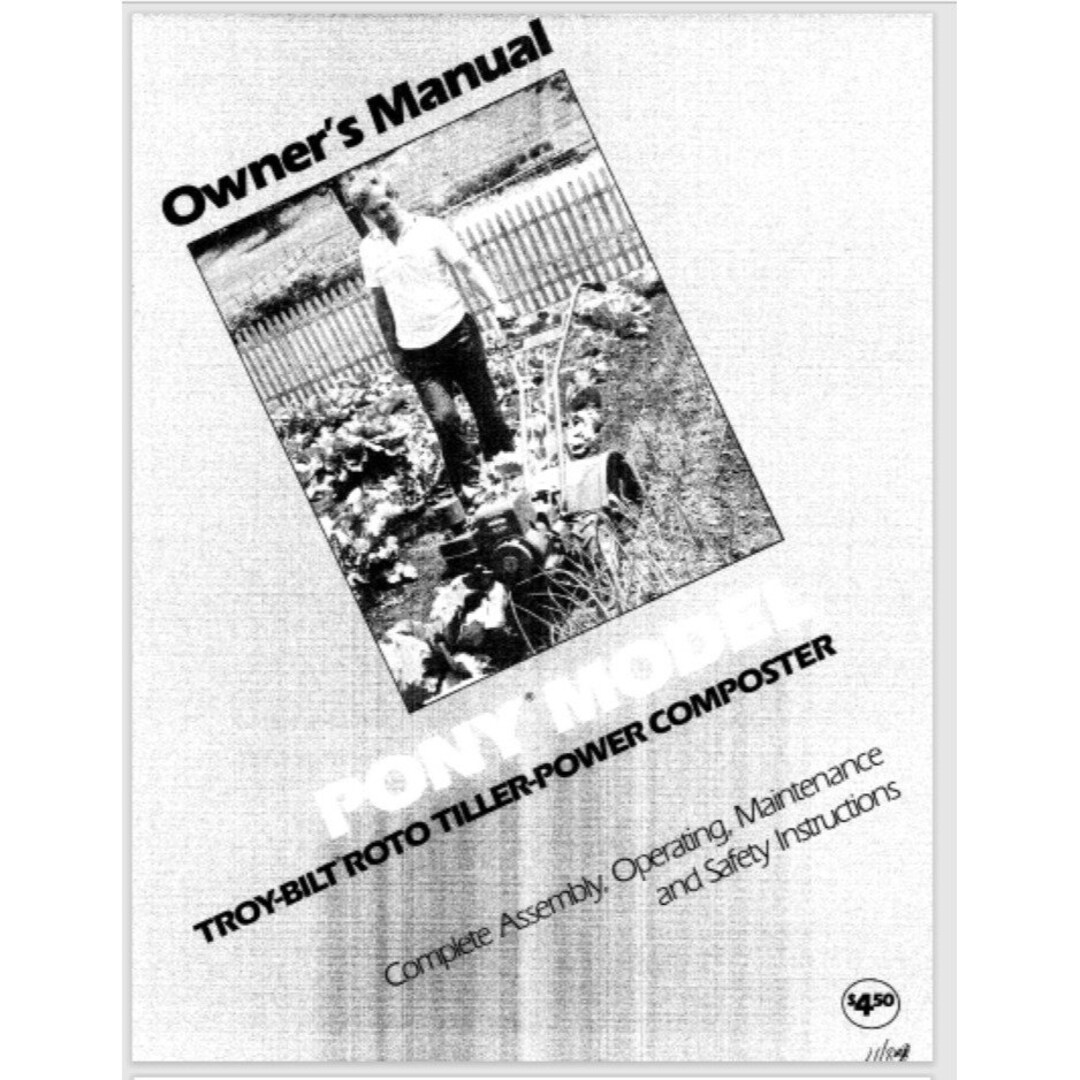 Troy-bilt Pony 1984 Owner Manual Models Comb Bound Gloss Covers 75 ...