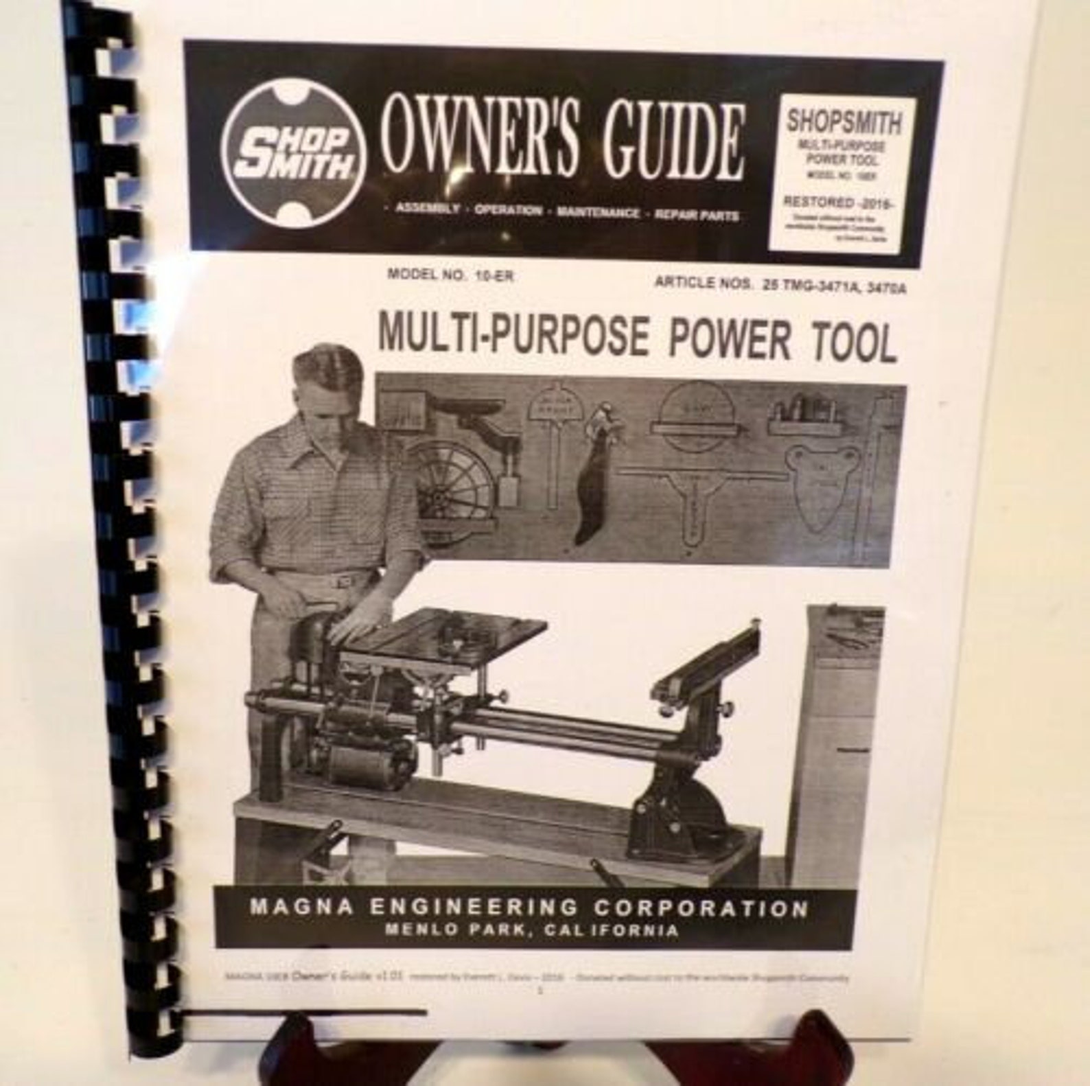 SHOPSMITH Model 10-ER Owner's Guide & Parts Manual - Etsy