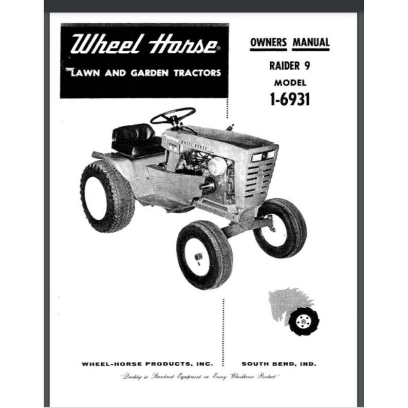 Wheel Horse Tractor Raider 9 OWNERS and Parts MANUAL 12 Pages - Etsy
