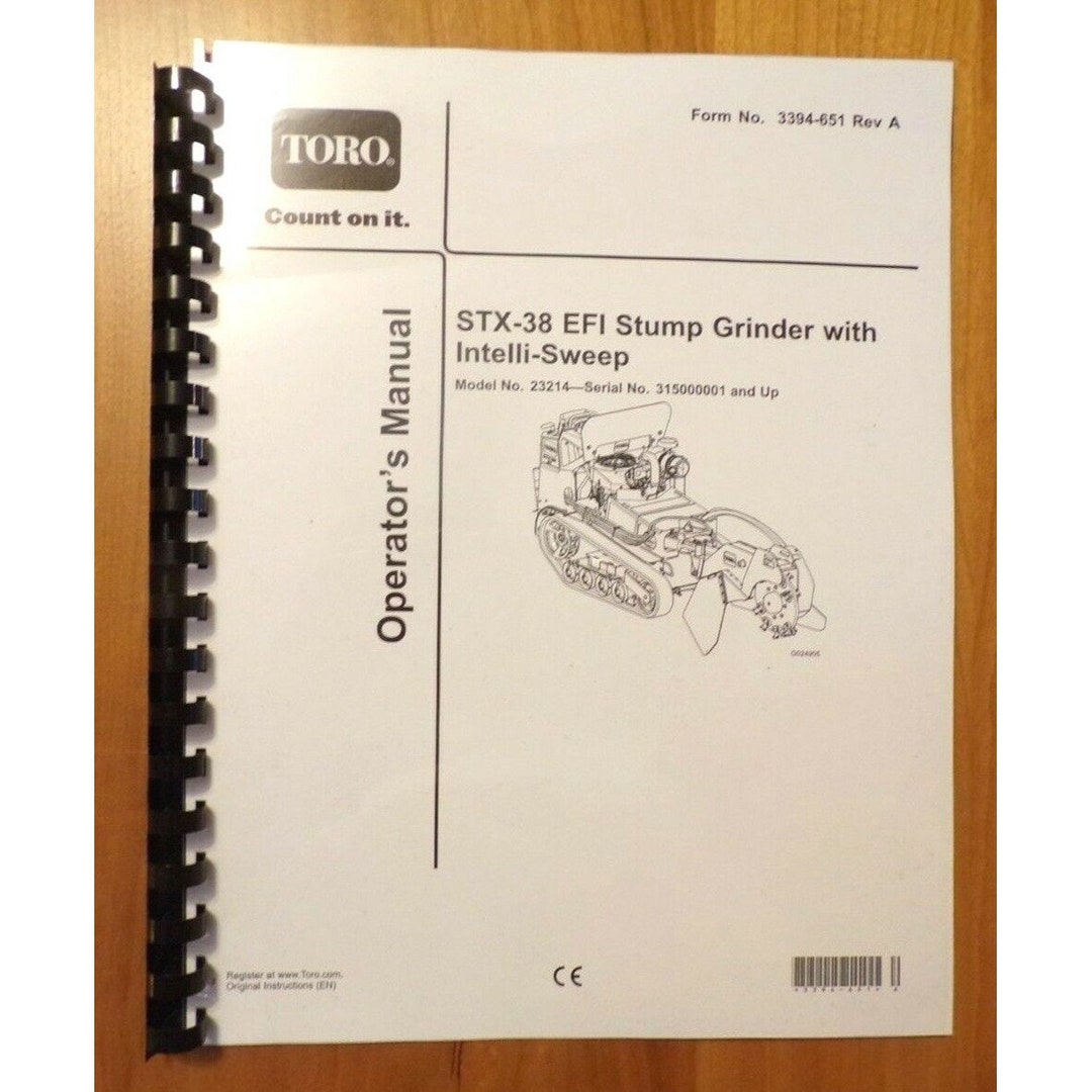 Toro Stump Grinder STX-38 Owner Manual Maintenance Form No. 3394-651 ...