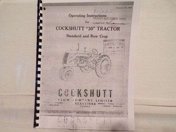 Cockshutt 30 tractor manual owner operator farm farming land | Etsy
