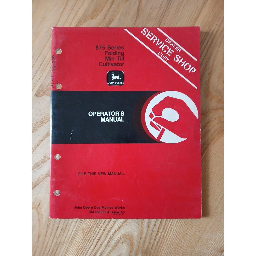 John Deere 875 Series Folding Min Till Cultivator Operator's Manual OM ...