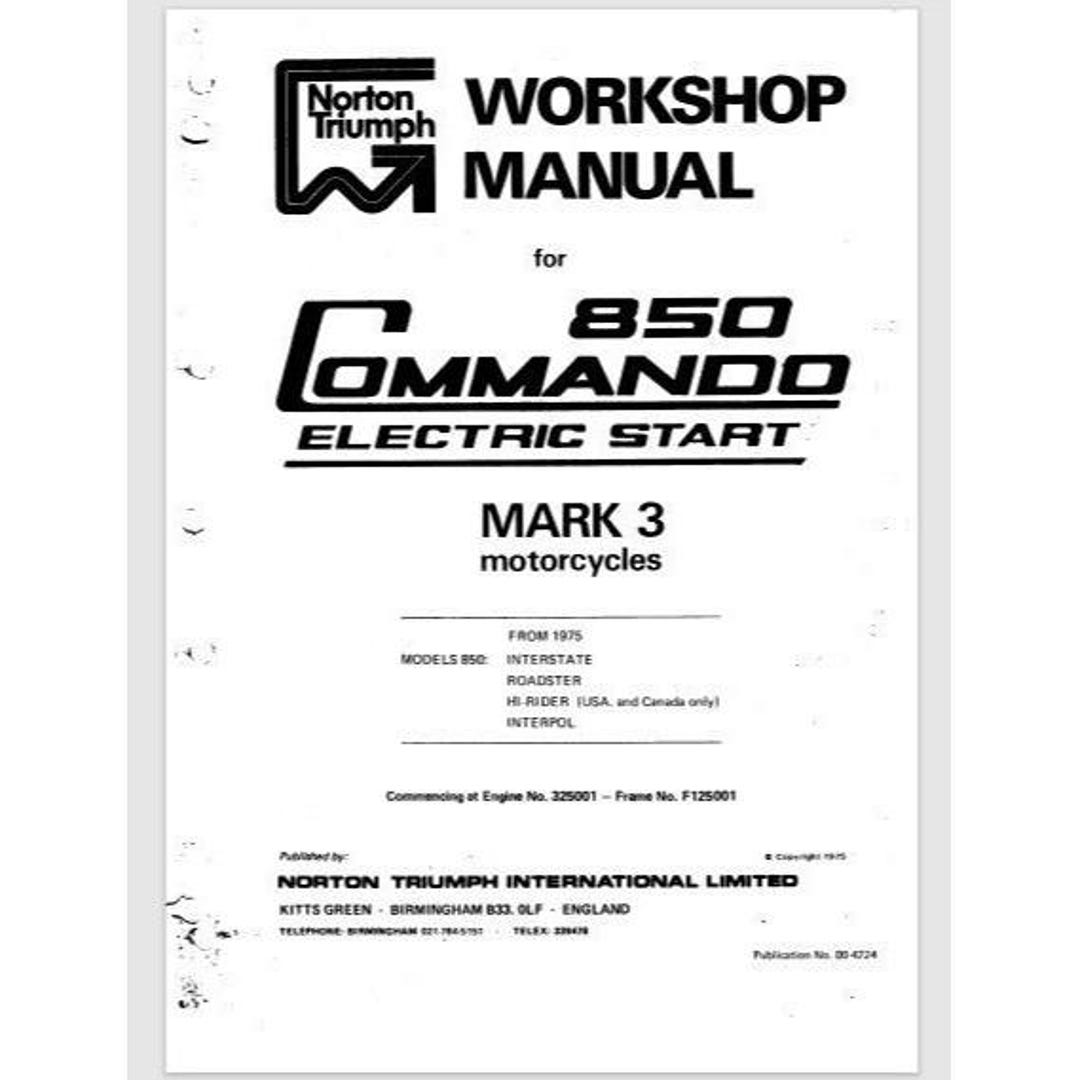 1975 Norton Commando 850 MKIII Mark 3 Workshop Manual 180 Pages - Etsy