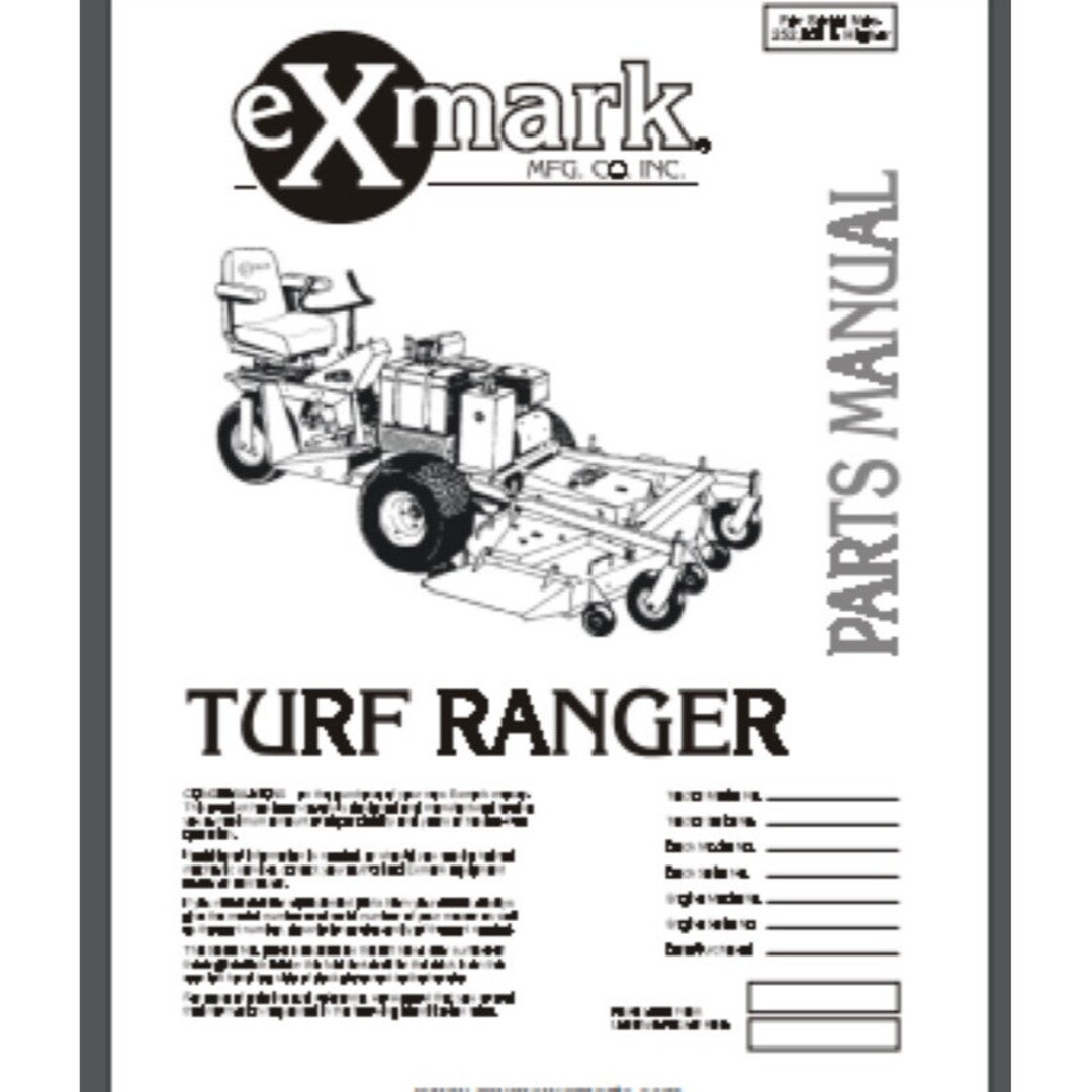 Exmark Turf Ranger Mower Parts Manual 20 PAGES #'s 252,000 & Higher - Etsy