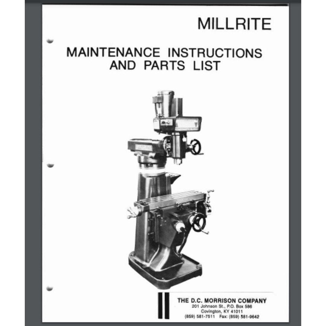 POWERMATIC Millrite Vertical Milling Machine Maintenance Instruct ...