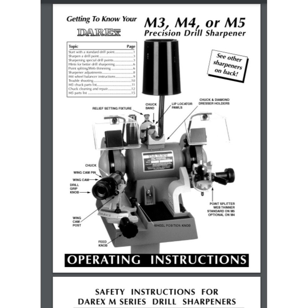 Darex M3 M4 M5, Precision Drill Sharpener, Operator Instruction Parts ...