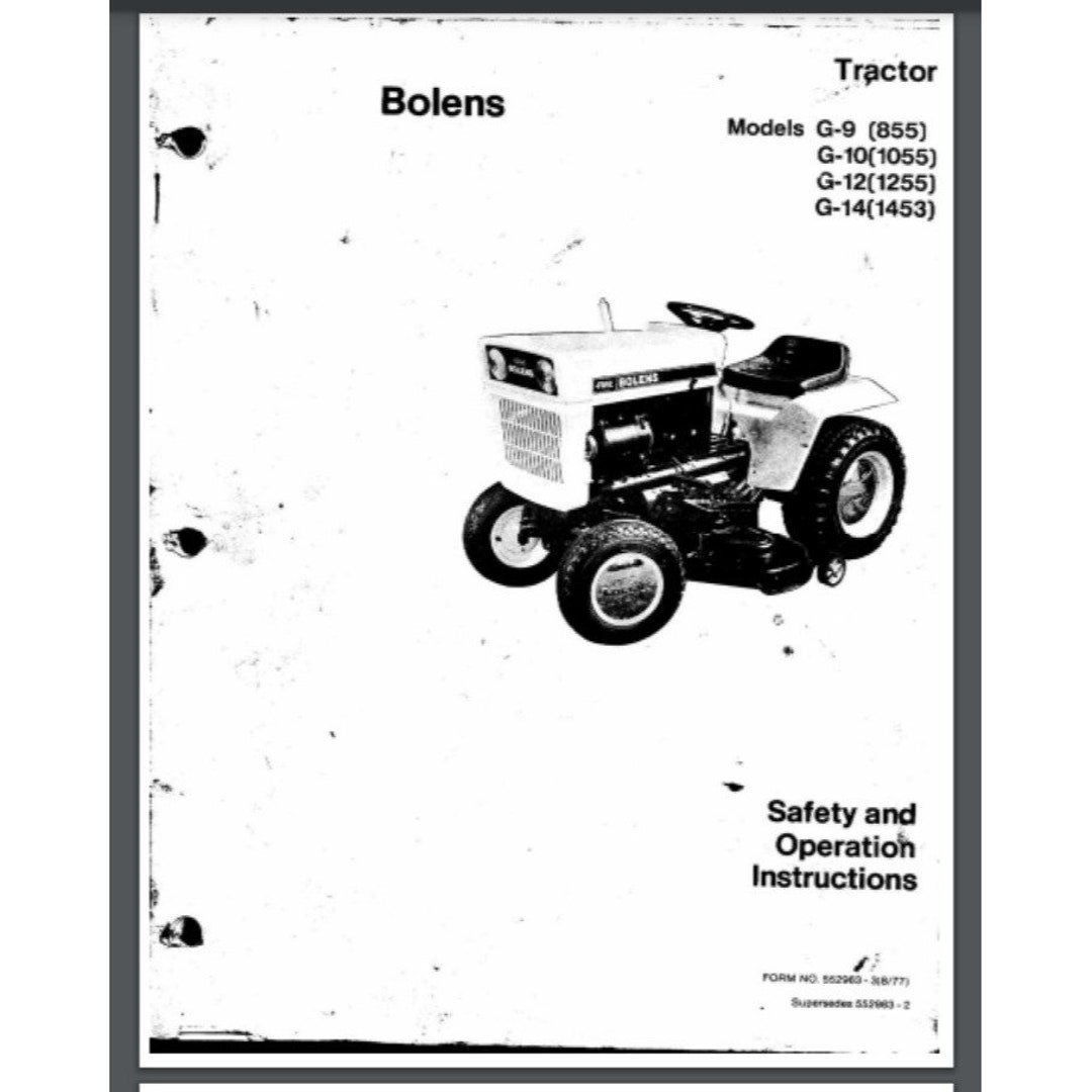 Bolens G9 G10 G12 G14 Owner Manual 32 Pages Comb Bound Gloss Protective ...