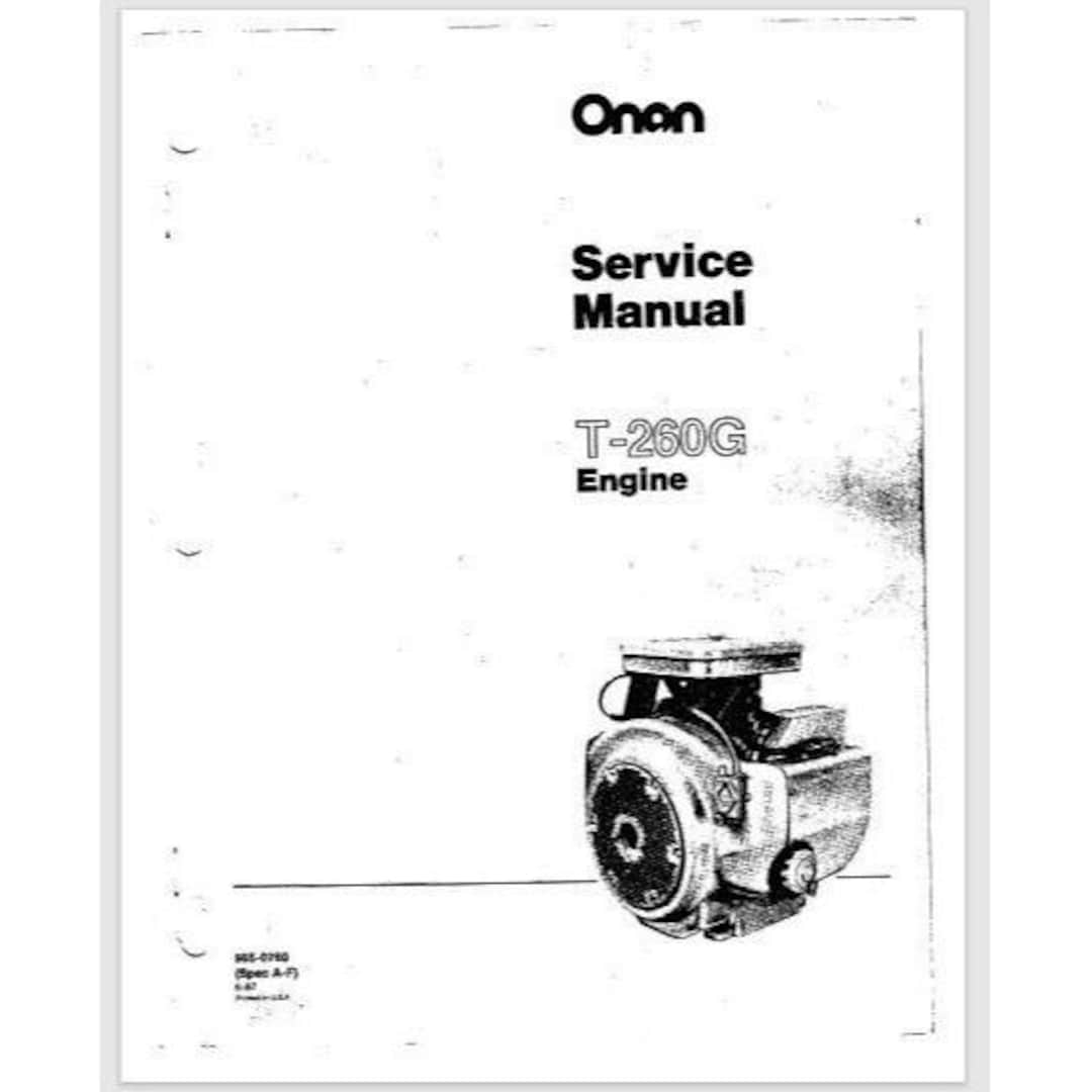 1987 Onan T260 Engine Used in Craftsman FF24 Tractors Service Manual 54 ...