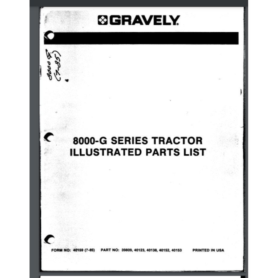 Gravely 8000 Series Tractor Parts List Manual 55 Pages 1985 - Etsy