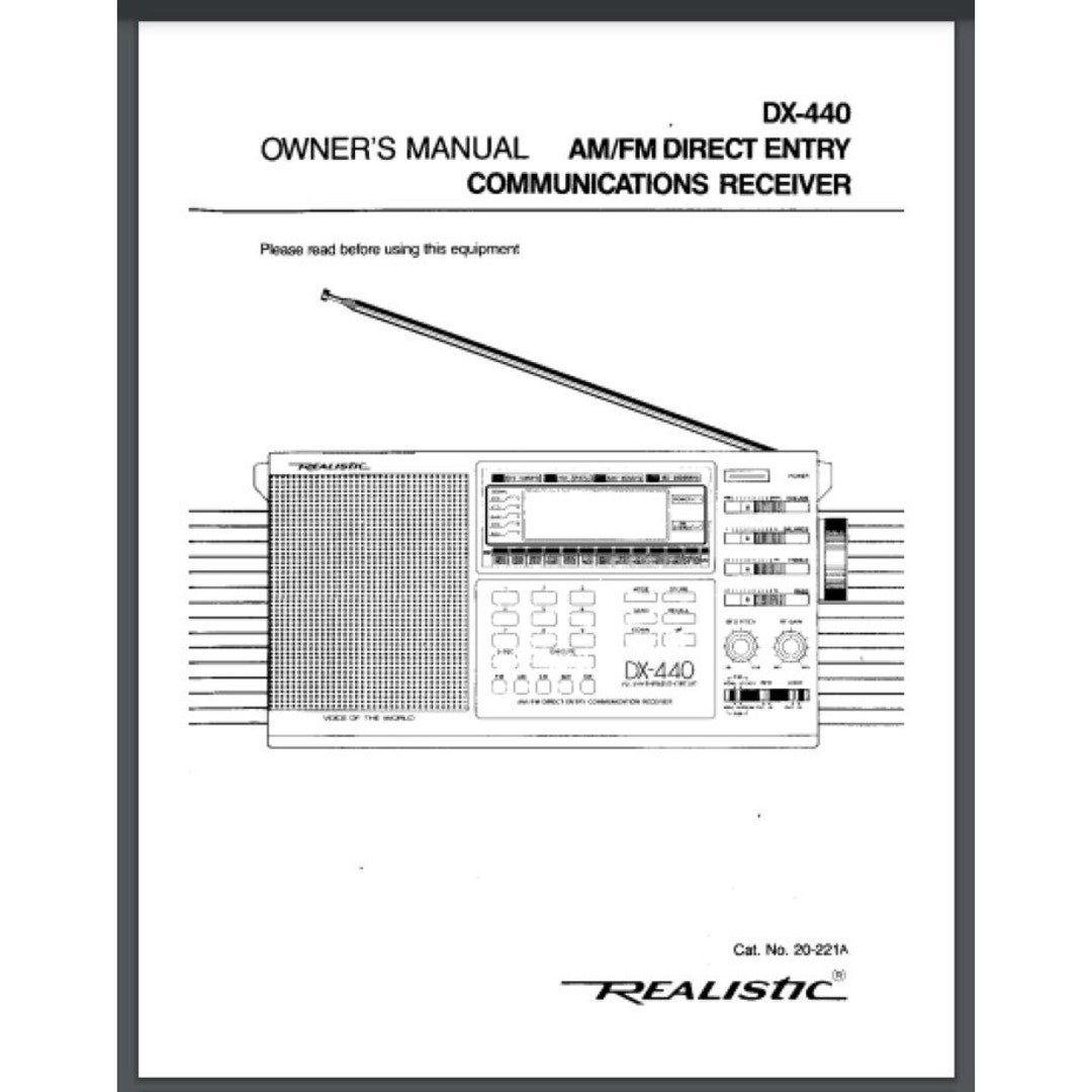 Realistic DX-440 Shortwave Radio Owner Manual 54 Pages 1987 Comb Bound ...