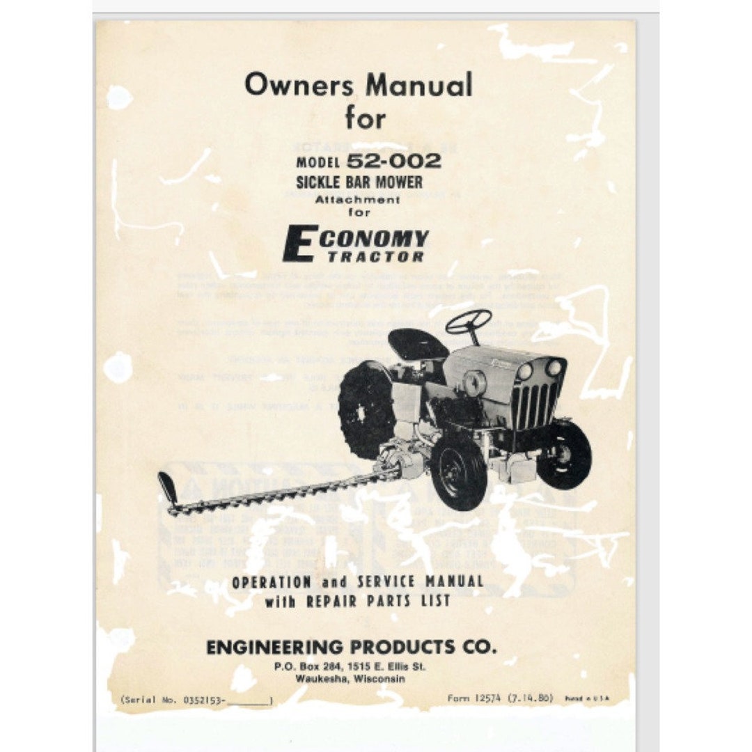 Power King Sickle Bar Owner Parts Manual for Model 52-002 Year 1980 - Etsy