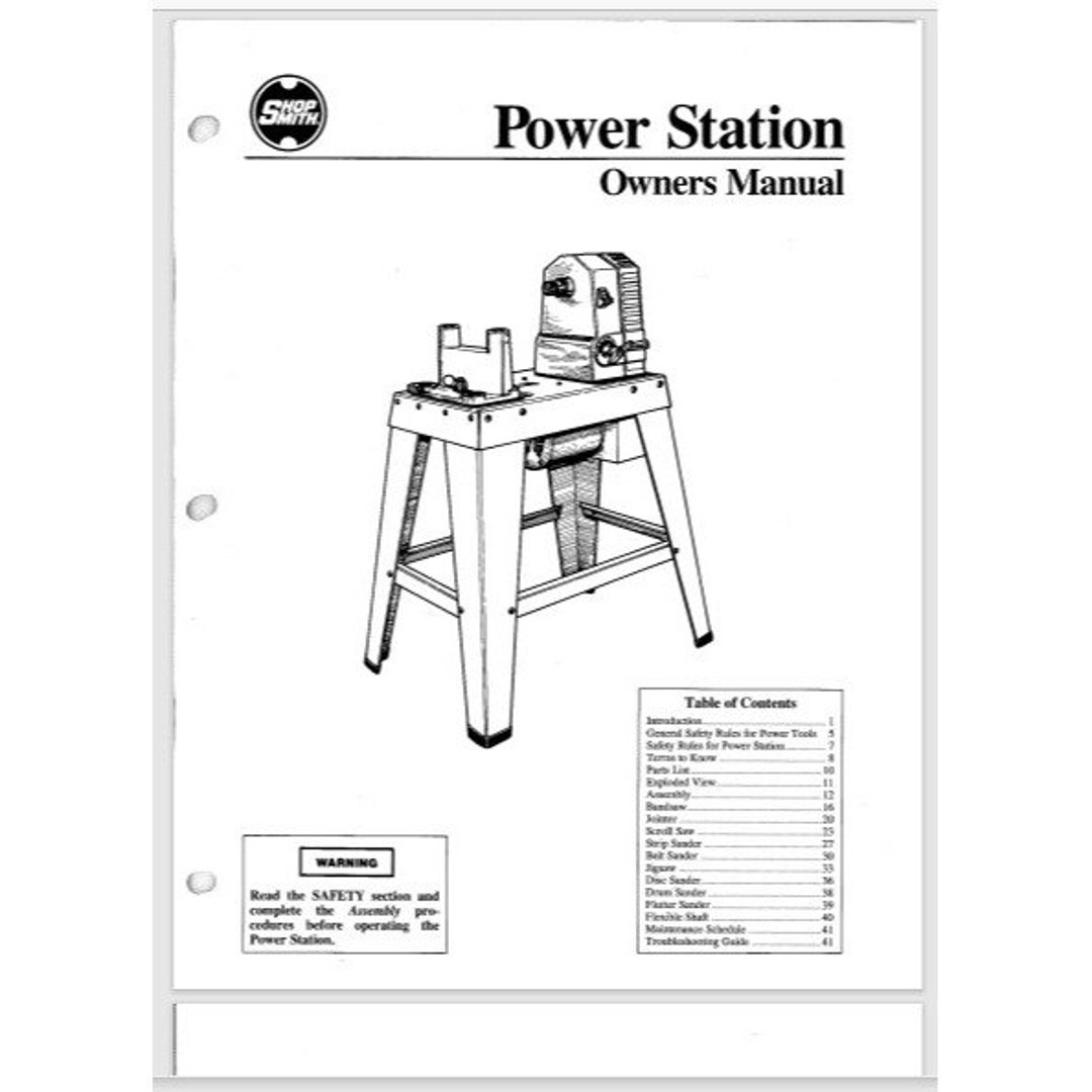SHOPSMITH Power Station Owner Maintenance Manual Gloss Covers Comb ...