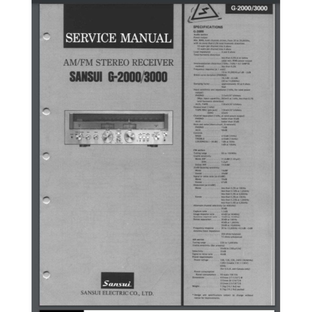 SANSUI G-2000 G-3000 G2000 G3000 Service Manual Comb Bound Gloss Covers ...
