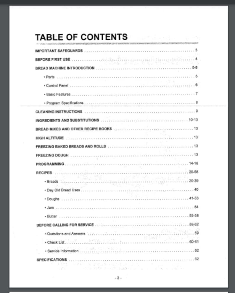 Toastmaster 1187S Bread Maker Machine User and Care Manual 64 Pages - Etsy