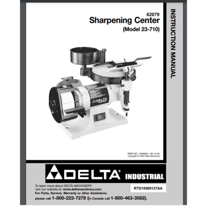 Delta 23-710 Sharpening Center Instruction Manual 24 Pages Model Year ...
