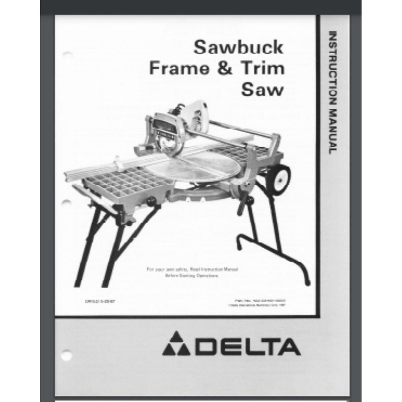 Delta Sawbuck Frame & Trim Saw Instruction Manual 25 Pages for Year ...