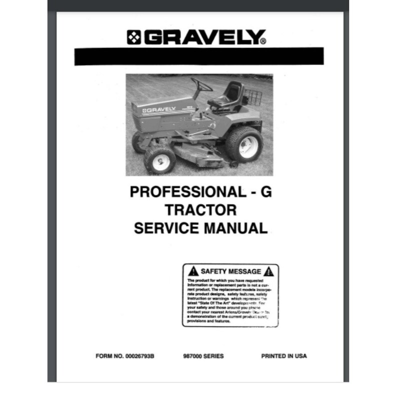 Gravely G Series Tractor Service Manual 48 Pages Comb Bound Gloss Covers - Etsy