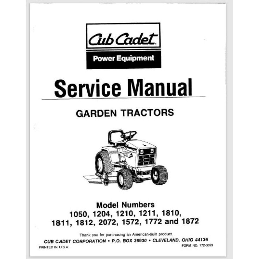 Cub Cadet Lawn Tractor Service Manual 1015 Thru 1872 205 Pages Many ...