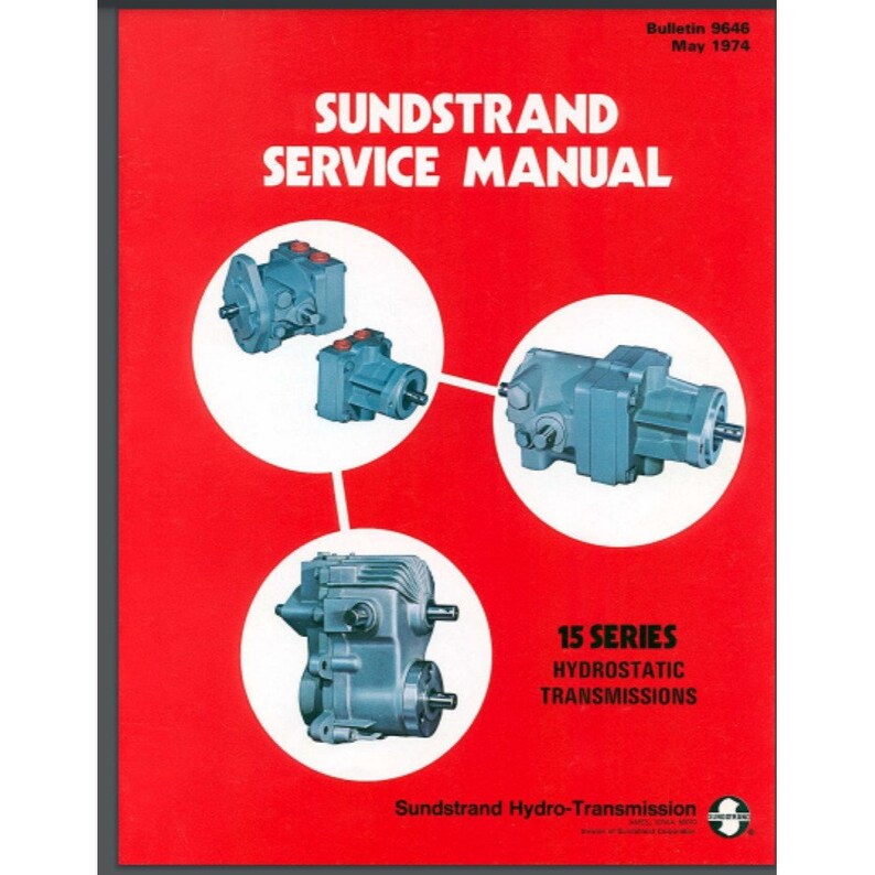 Sundstrand 15 Series U Hydro Transmission Tractor Service Manual Comb Bound - Etsy