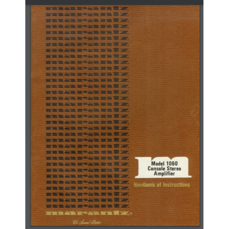 Marantz Model 1060 Console Stereo Owner Manual 13 Pages Comb Bound ...