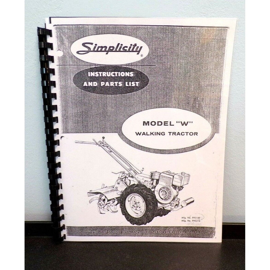 Simplicity Walk-behind Model W Walking Garden Tractor Owner + Parts ...