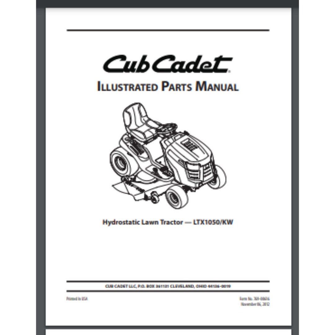 Cub Cadet LTX 1050 Illustrated Parts List Manual 60 Pages Year 2012 - Etsy