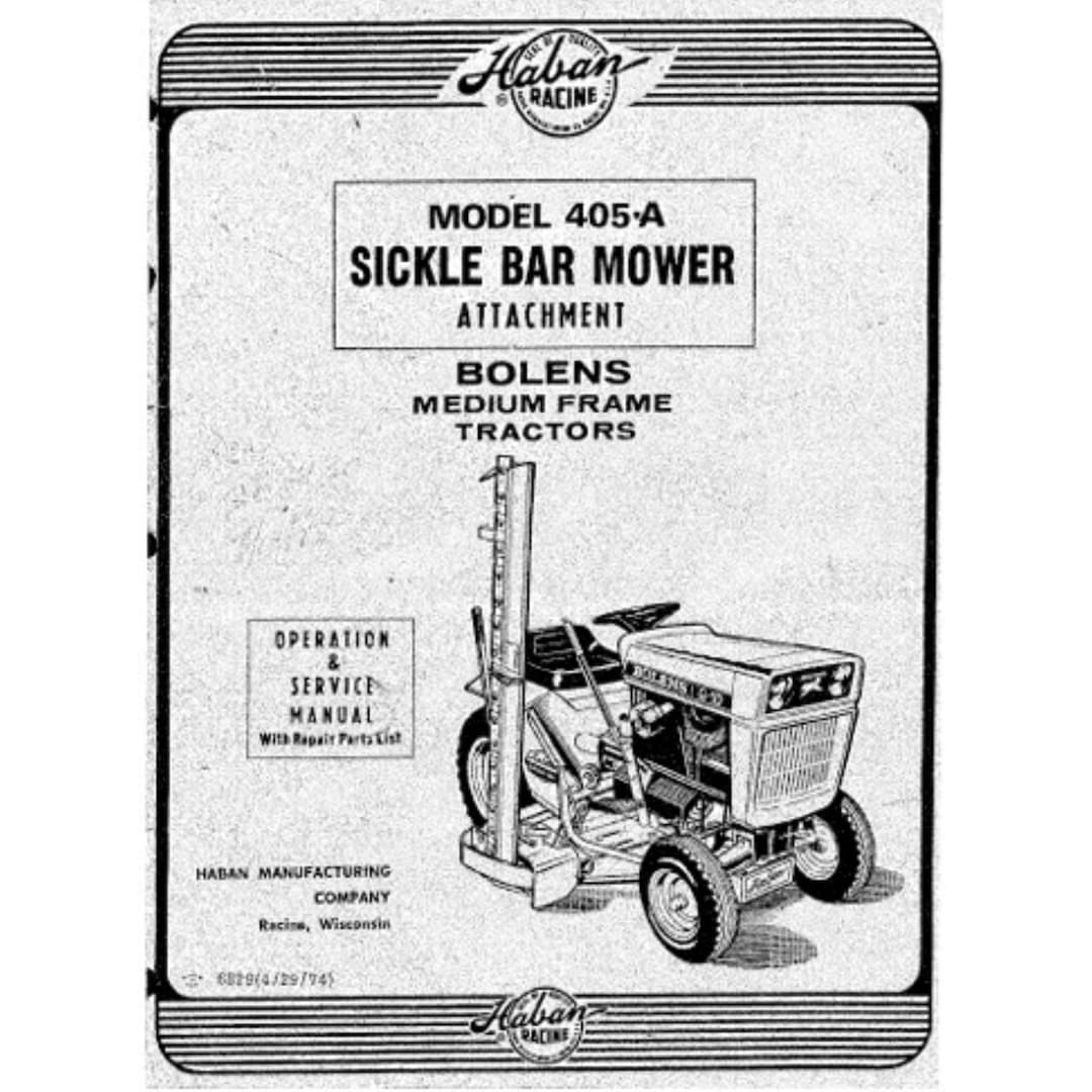 Haban 405A Sickle Bar Mower Manual for Bolens Medium Frames - Etsy