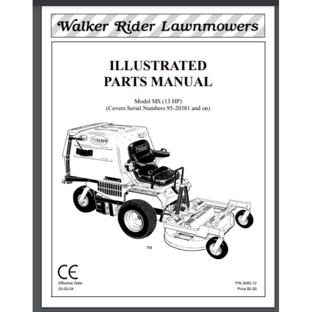 Walker Mower 2004 MS Parts Manual 60136 - 78321 56 Pages Comb Bound ...