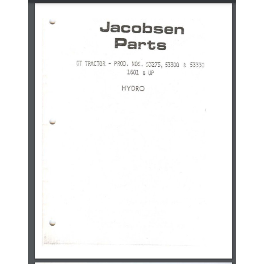 Jacobsen GT TRACTOR Hydro Tube Frame 53275 53300 53330 Parts Manual ...