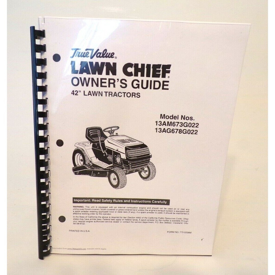 Lawn Chief 42" Garden Tractor Mower Manual 13AM673G022 13AG678G022 - Etsy