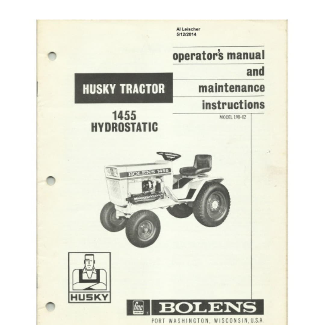 BOLENS 1455 198-02 HUSKY Hydro Tractor Owners Manual Comb Bound Gloss ...