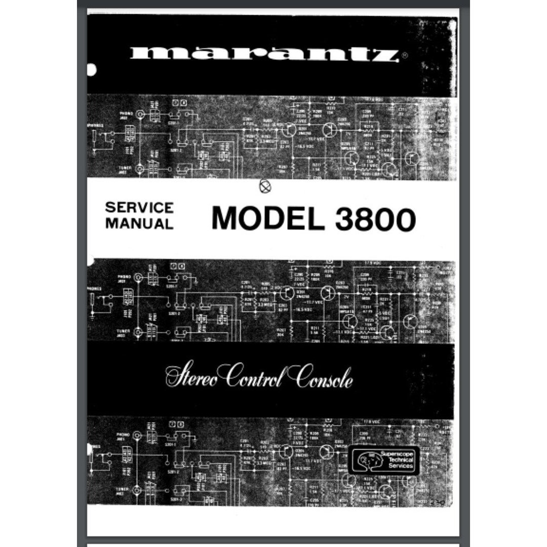 Marantz 3800 Stereo Control Console Service Manual 49 Pages Comb Bound ...