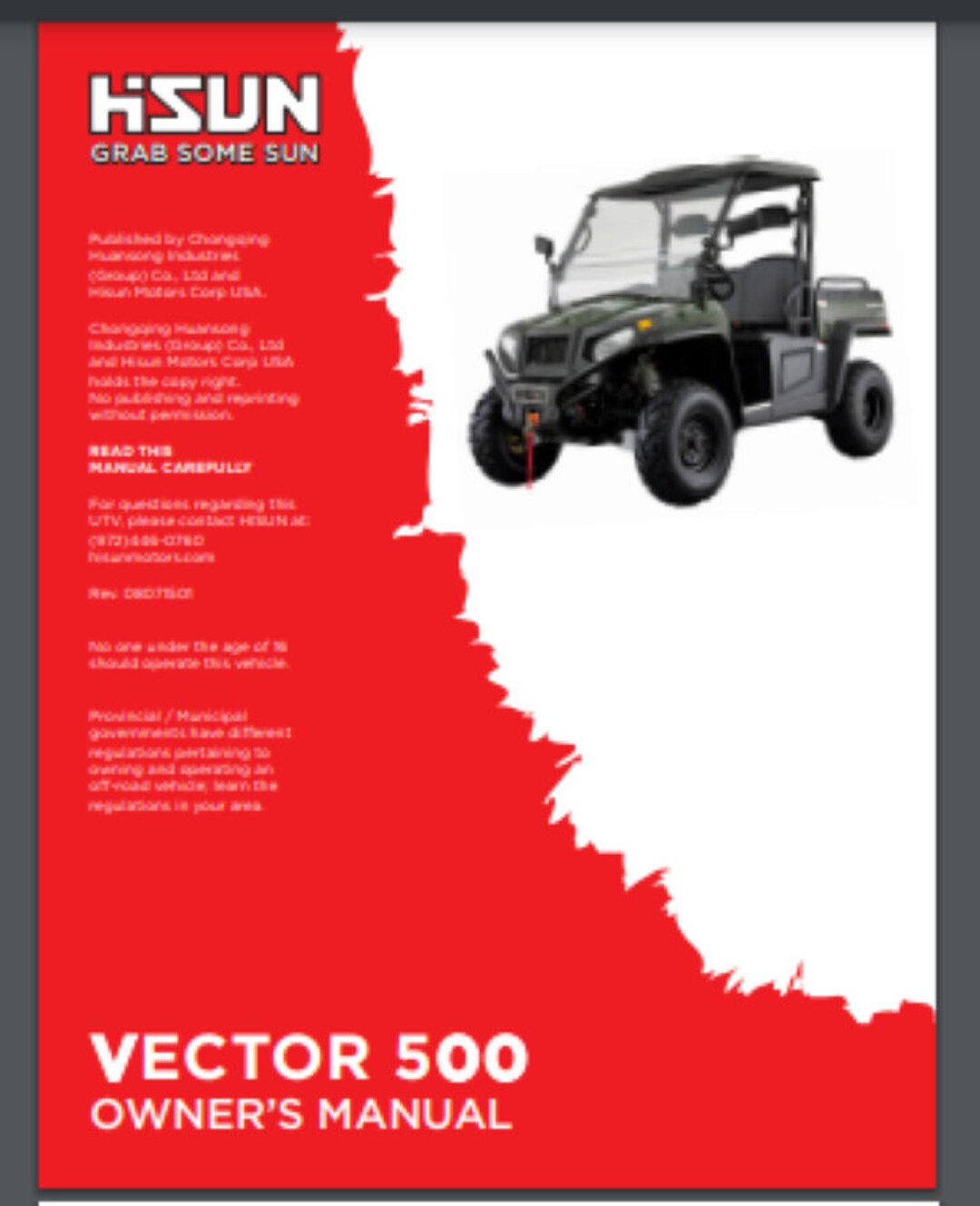 Hisun Vector 500 UTV Owners Manual 65 PAGES - Etsy