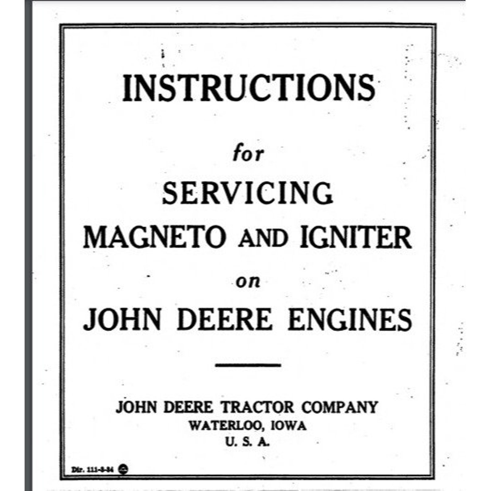 John Deere E Hit & Miss Engine Magneto Book Manual Gloss Covers Comb ...