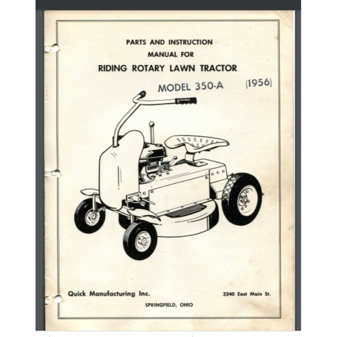 1956 Model 350-A Springfield Tractor Manual 12 Pages Comb Bound Gloss ...