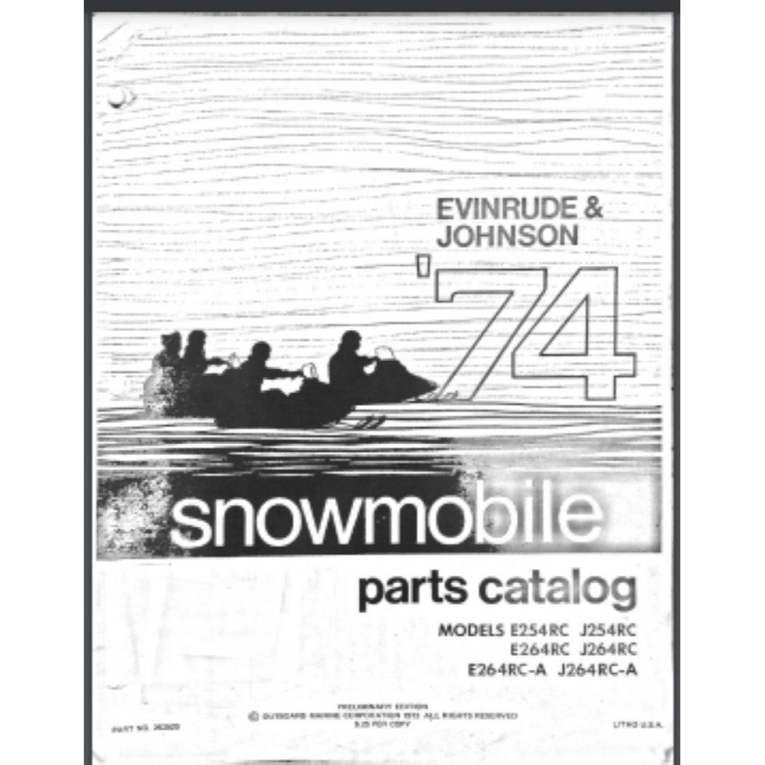 1974 Johnson Evinrude E & J Series Snowmobile Parts Manual 32 Pg Covers ...