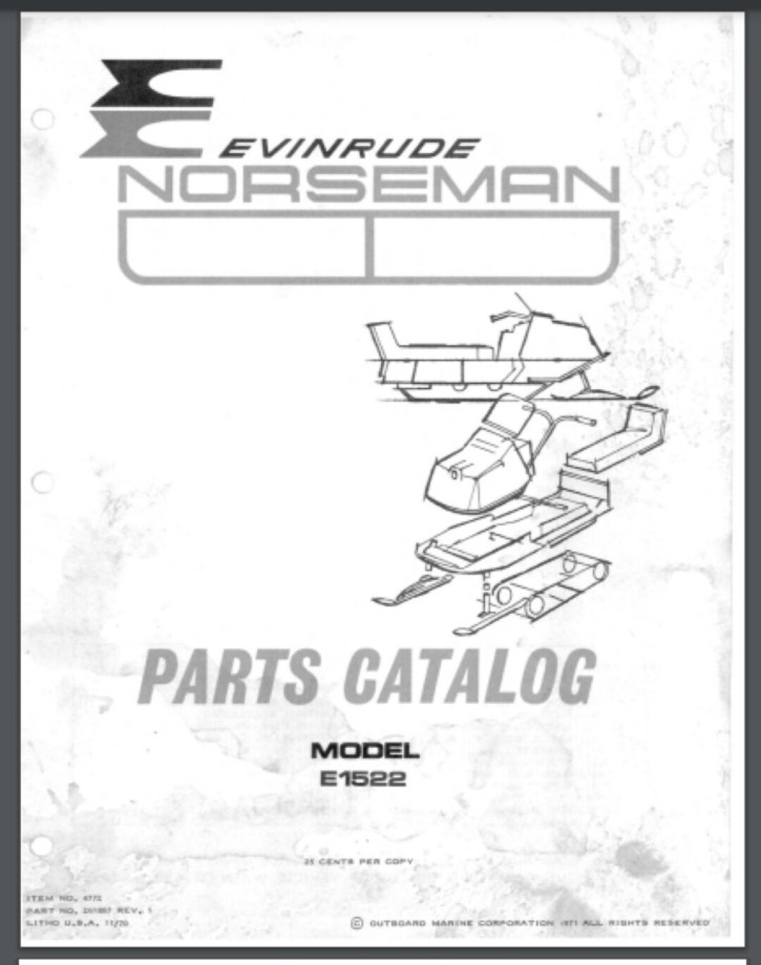 1971 Evinrude Norseman E1522 Parts Manual 17 Pages Comb Bound Gloss Cover - Etsy
