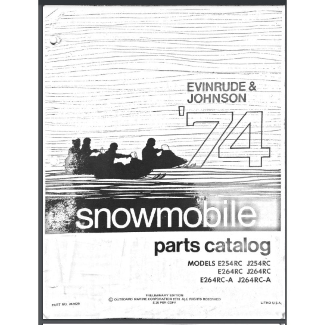 1974 Evinrude Johnson Snowmobile Parts Manual E AND J SERIES 32 Pages ...