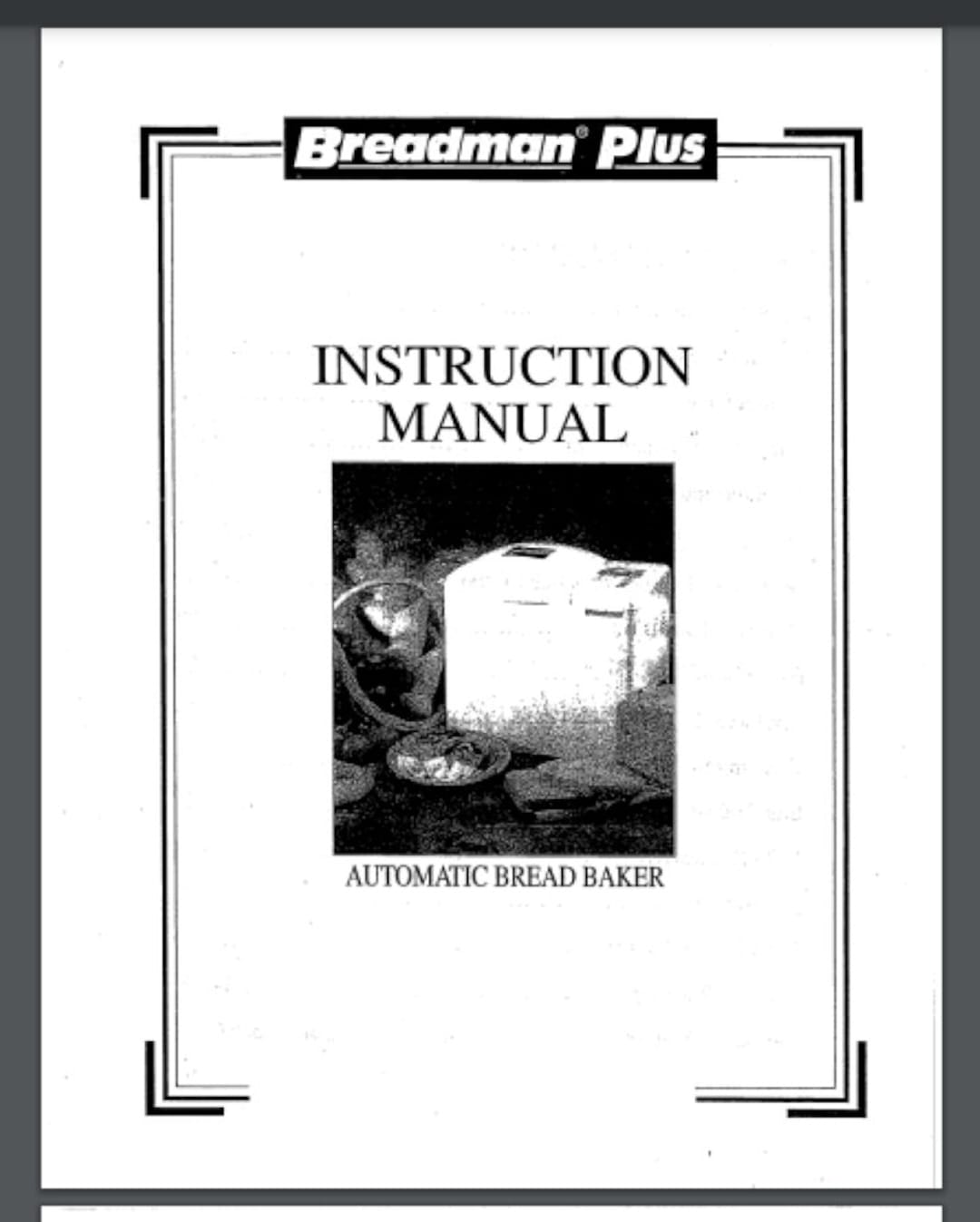 Breadman TR700C Bread Maker Machine Instruction Owner Manual 60 Pages - Etsy