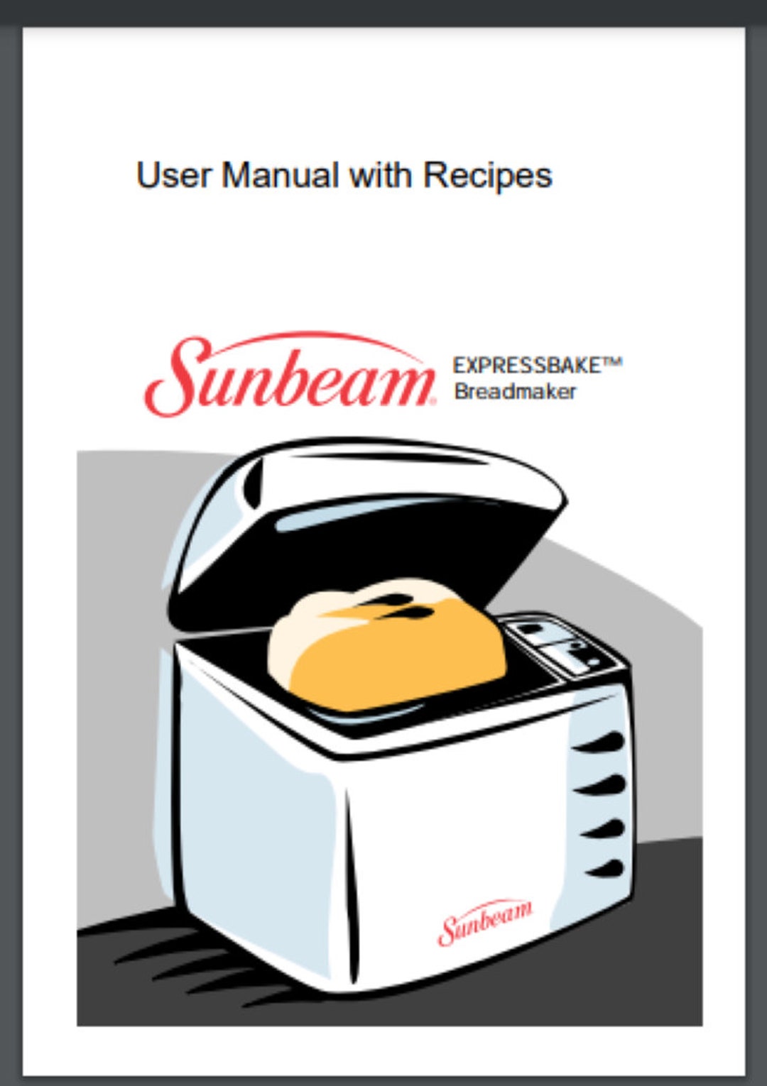 Sunbeam EXPRESSBAKETM Bread Dough Maker Machine Owner & Recipe Manual 90 Pages - Etsy