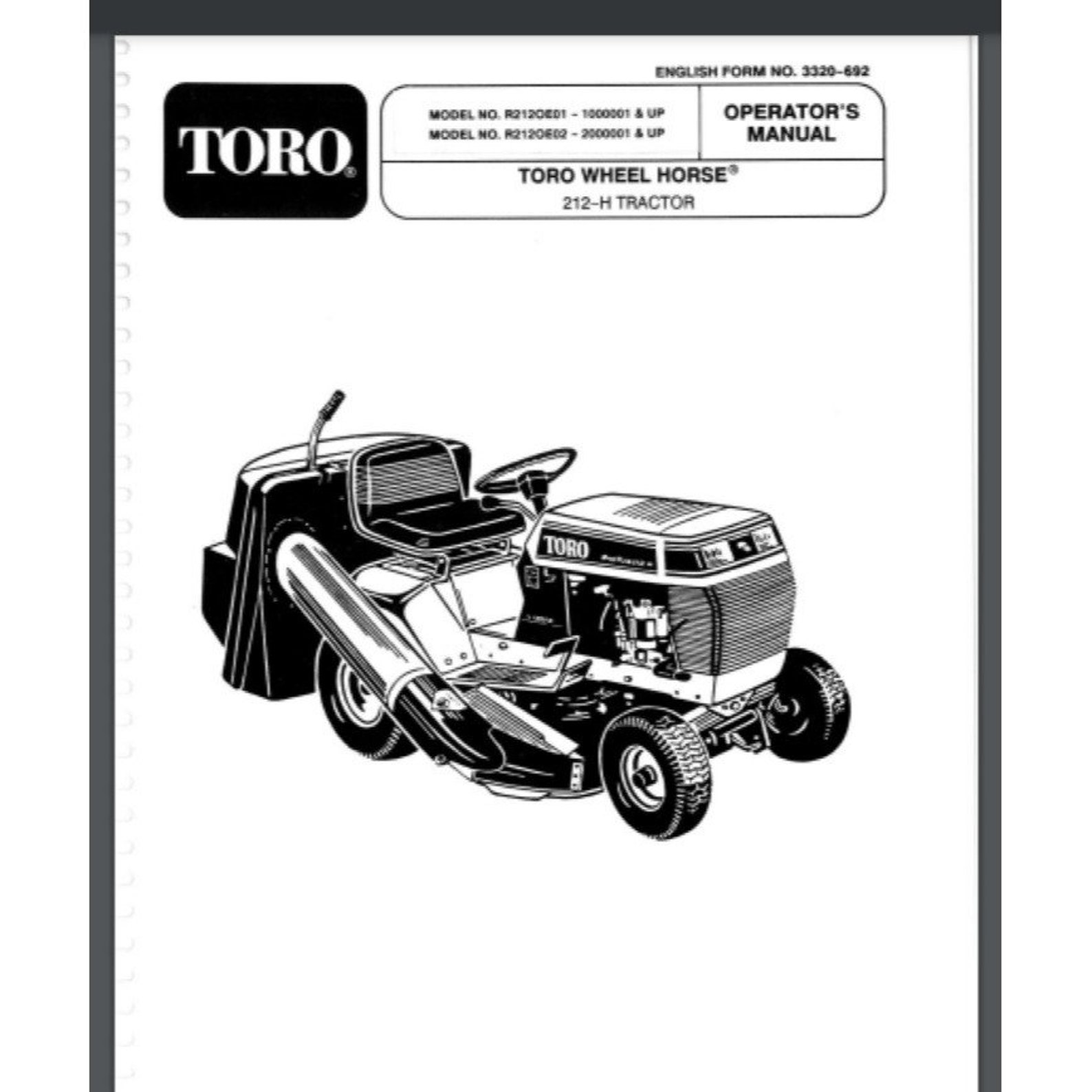 Toro Wheel Horse 212-H Lawn Tractor Owner Manual 28 Pages - Etsy