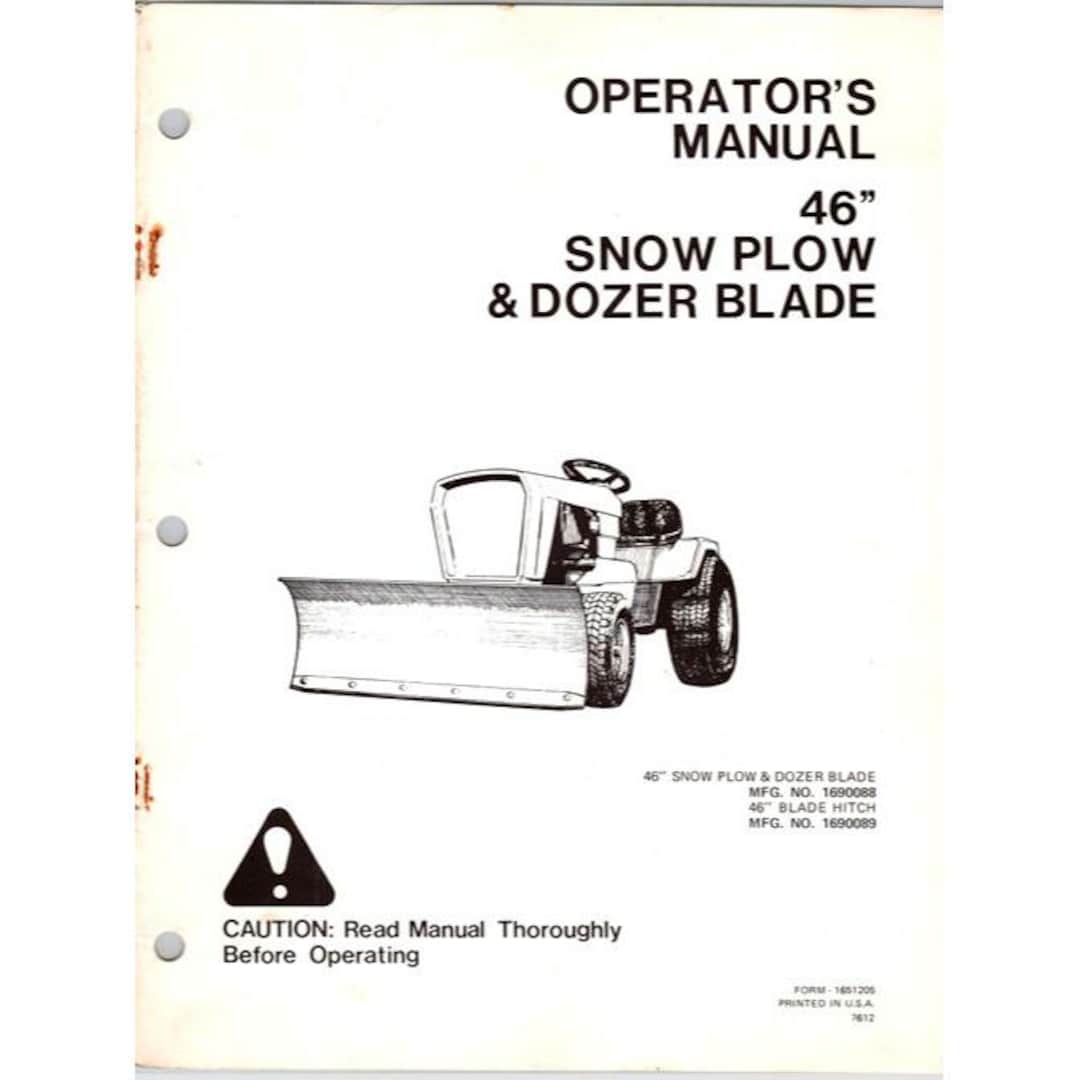 Simplicity, 46, Snow, Plow, Dozer, Blade, Operators, Manual, 1690088 ...