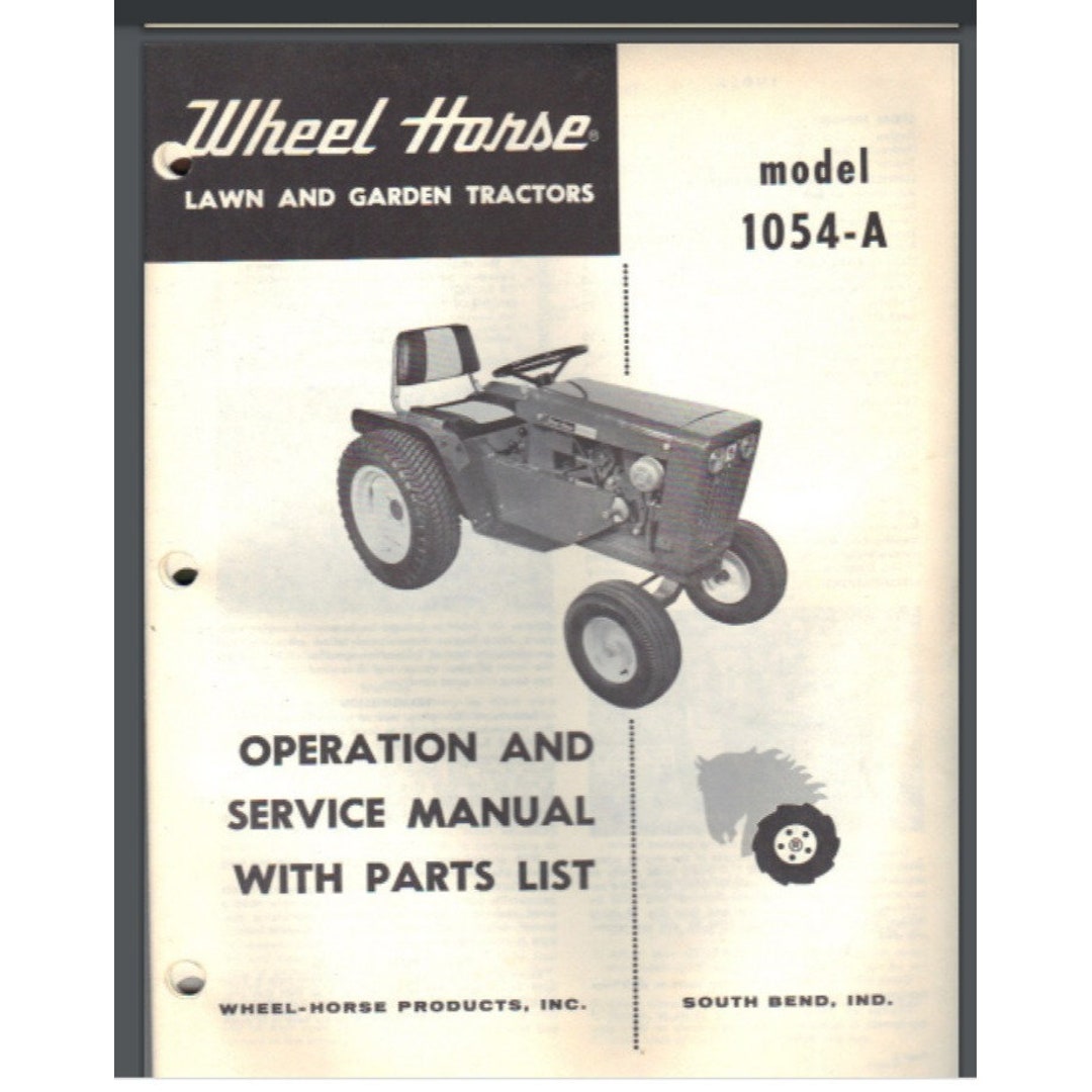 Wheel Horse 1054-A Tractor Parts List for Year 1965 COMB BOUND Gloss ...