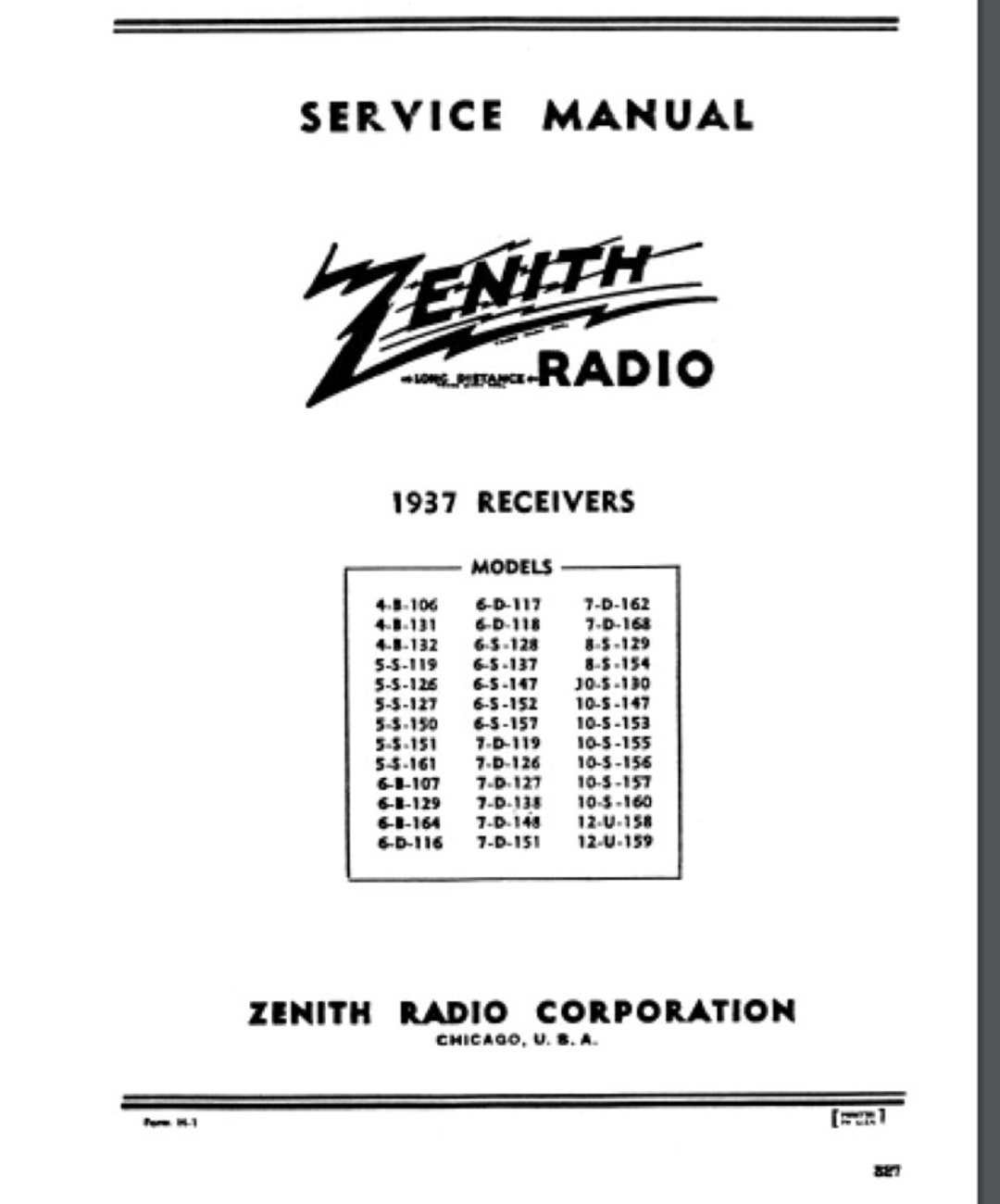 Zenith 5-S-127 Shortwave Radio 1937 Service Manual 70 Pages Covers Many ...