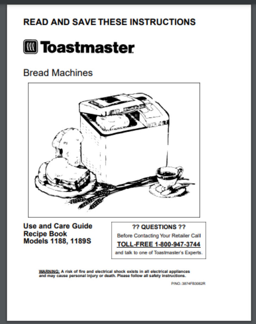 Toastmaster Bread and Butter Maker 1188 1189s Owner Recipe Manual 63 ...